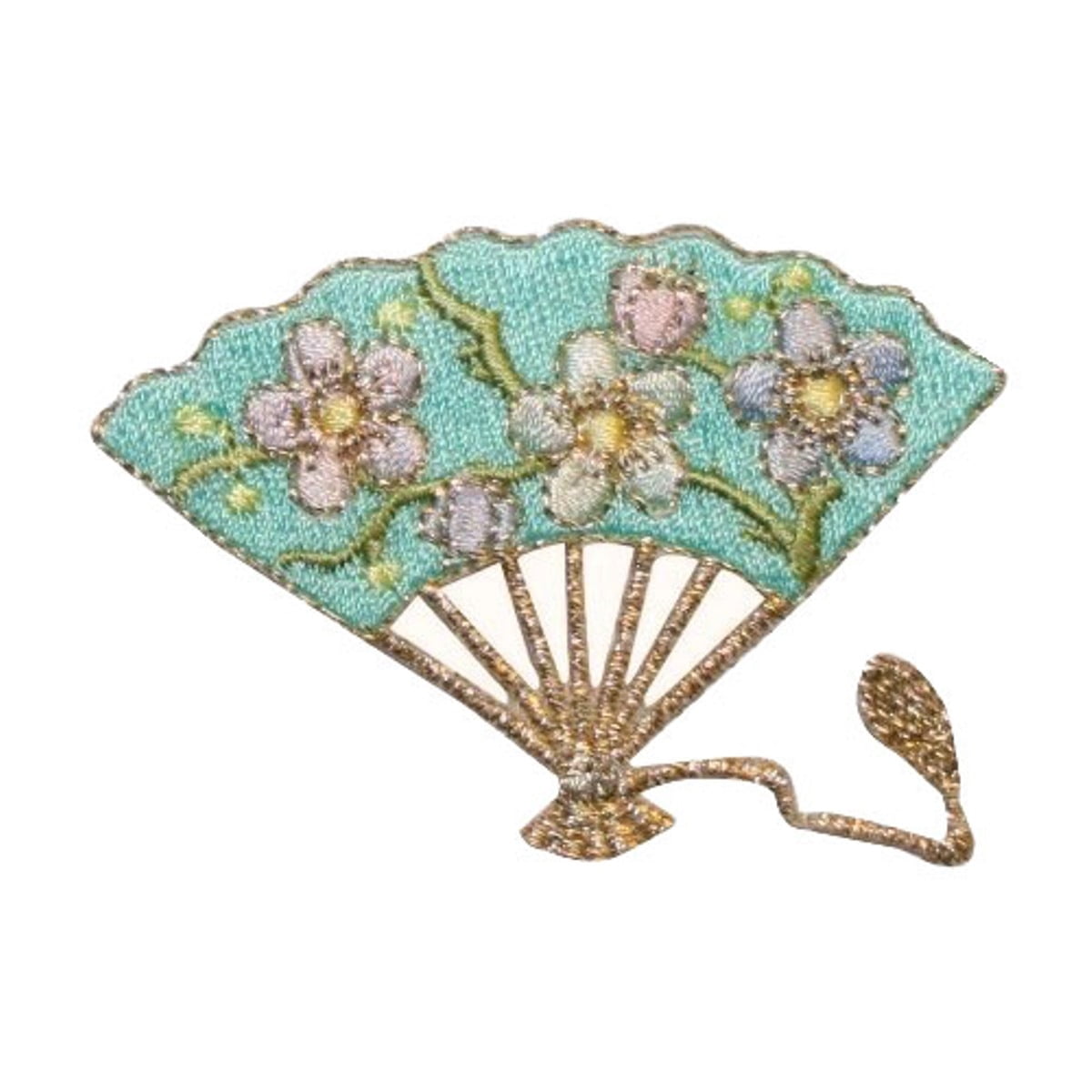 ID 3376B Floral Folding Fan Patch Fancy Dance Wind Embroidered Iron On ...