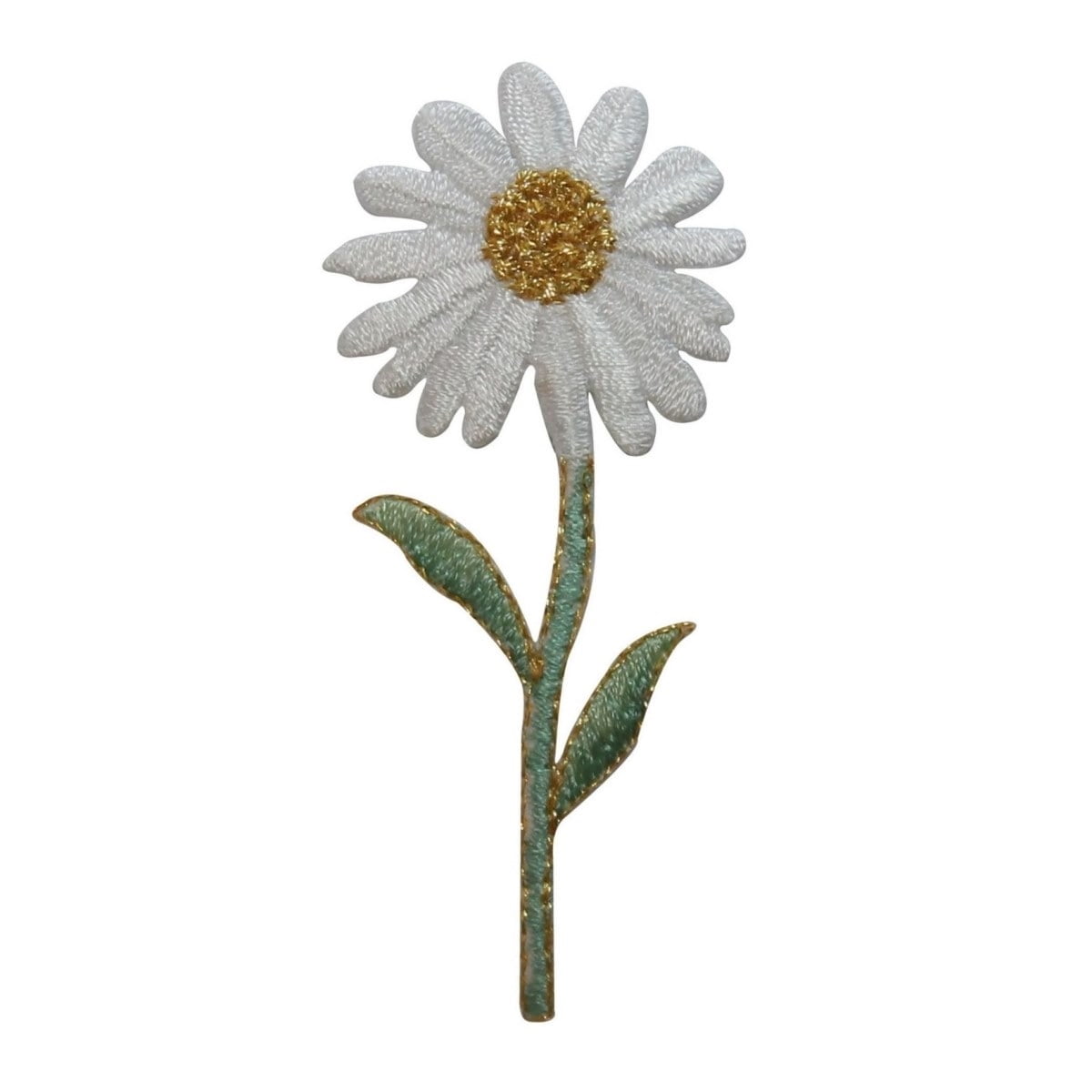 ID 6757 White Daisy Flower Patch Garden Spring Leaf Embroidered Iron On ...