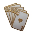 ID 8612 White Gold Cards Patch Royal Flush Hearts Embroidered Iron On ...
