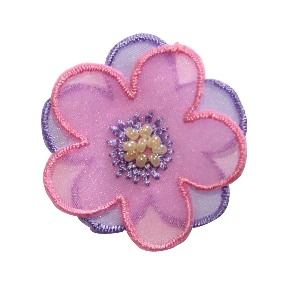 ID 8624 Layered Flower Blossom Patch Bead 3D Plant Embroidered Iron On ...