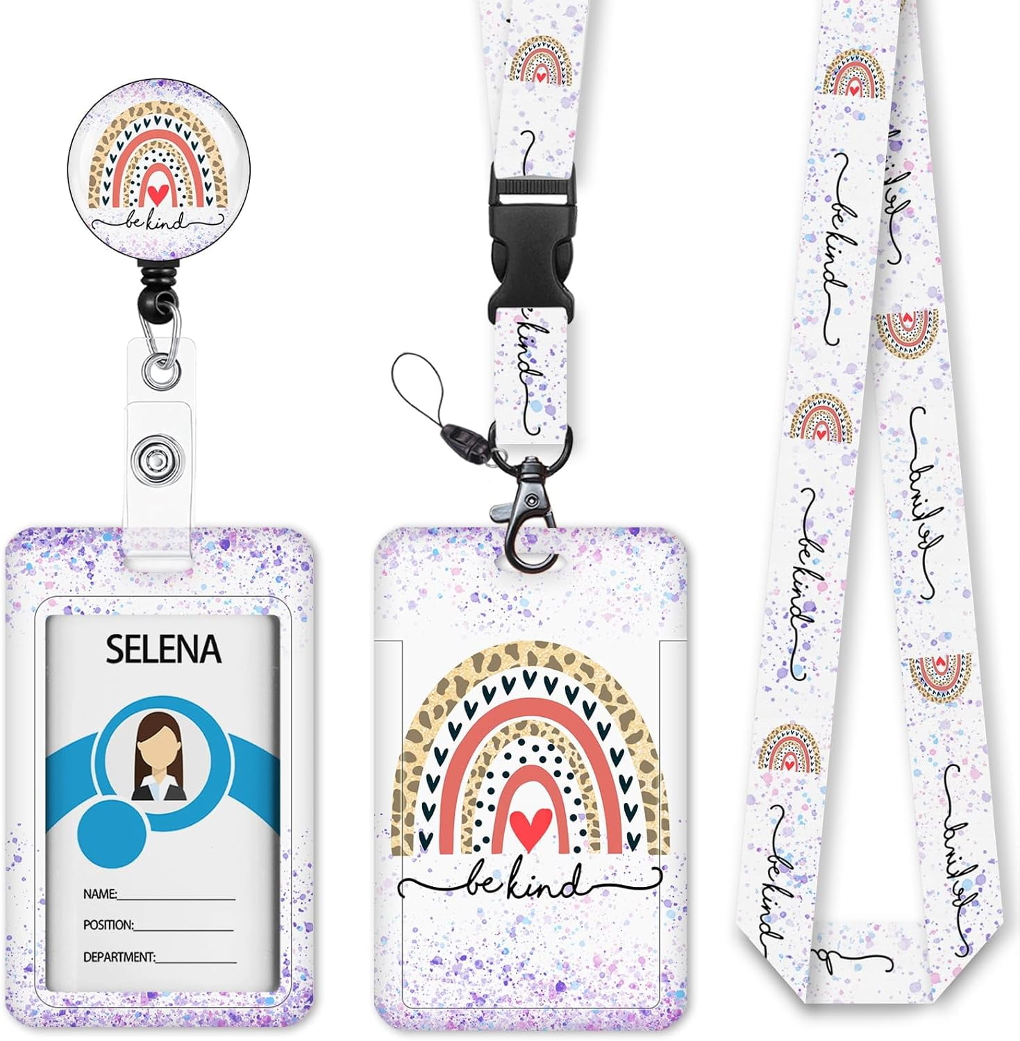ID Badge Holder with Breakaway Lanyard, Rainbow Lanyards for ID Badges ...