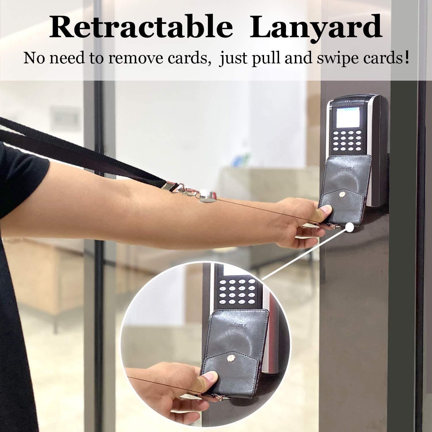 ID Badge Holder with Retractable Lanyard, 4 Card Slots ID Card Holder ...