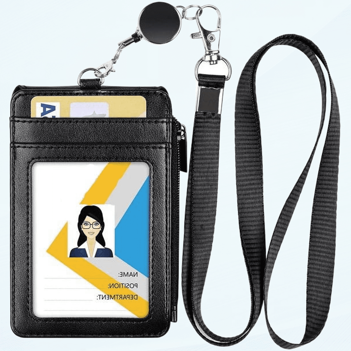 ID Badge Holder with Retractable Lanyard, 4 Card Slots ID Card Holder ...