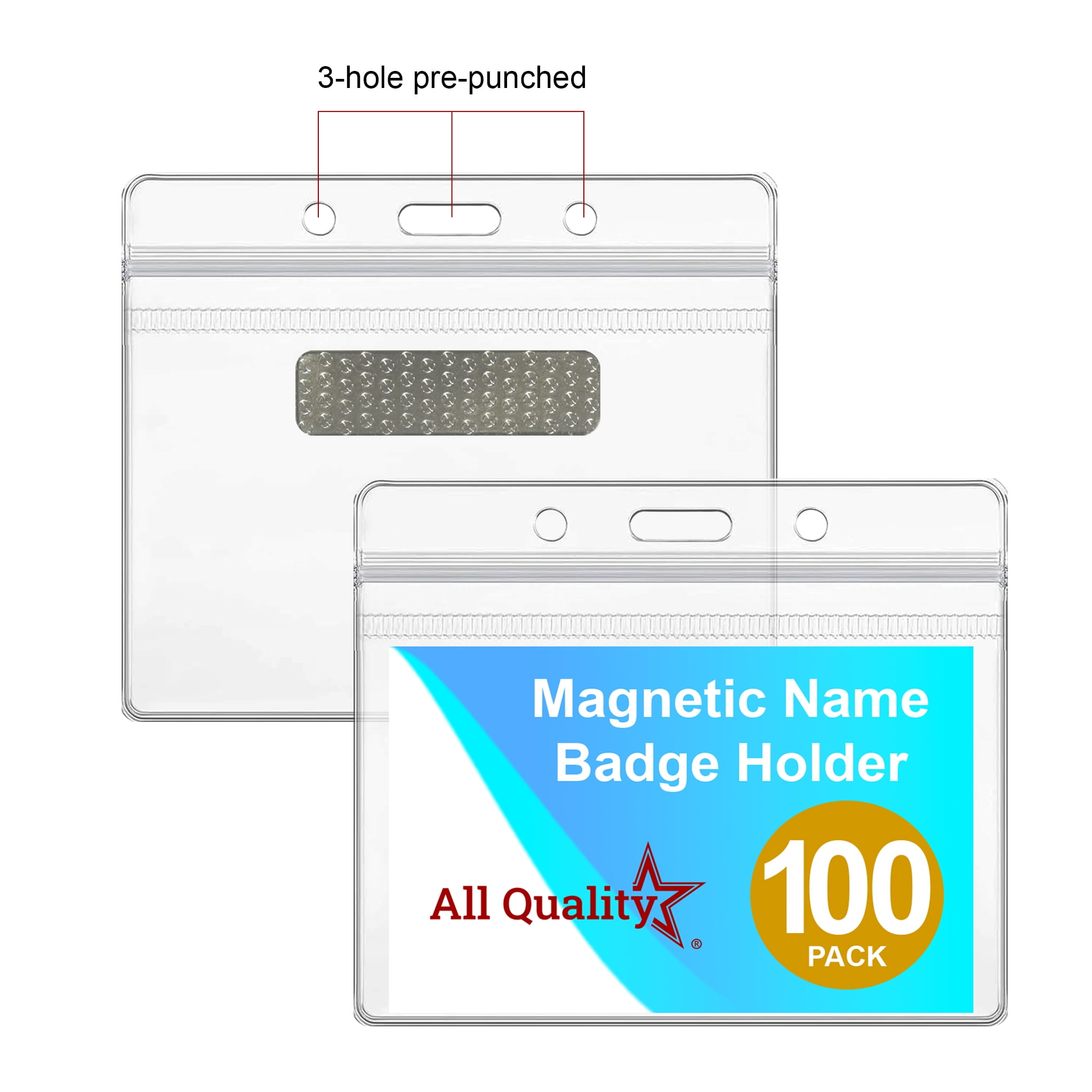 ID Badge with Magnet Backing - 100 Pack | Professional Name Badge ...