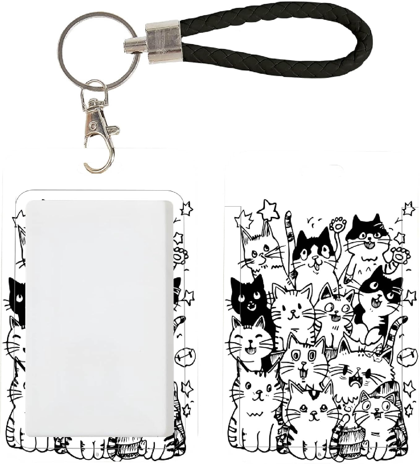 ID Card Badge Holder Black Cats with Detachable PU Leather Lanyard ...