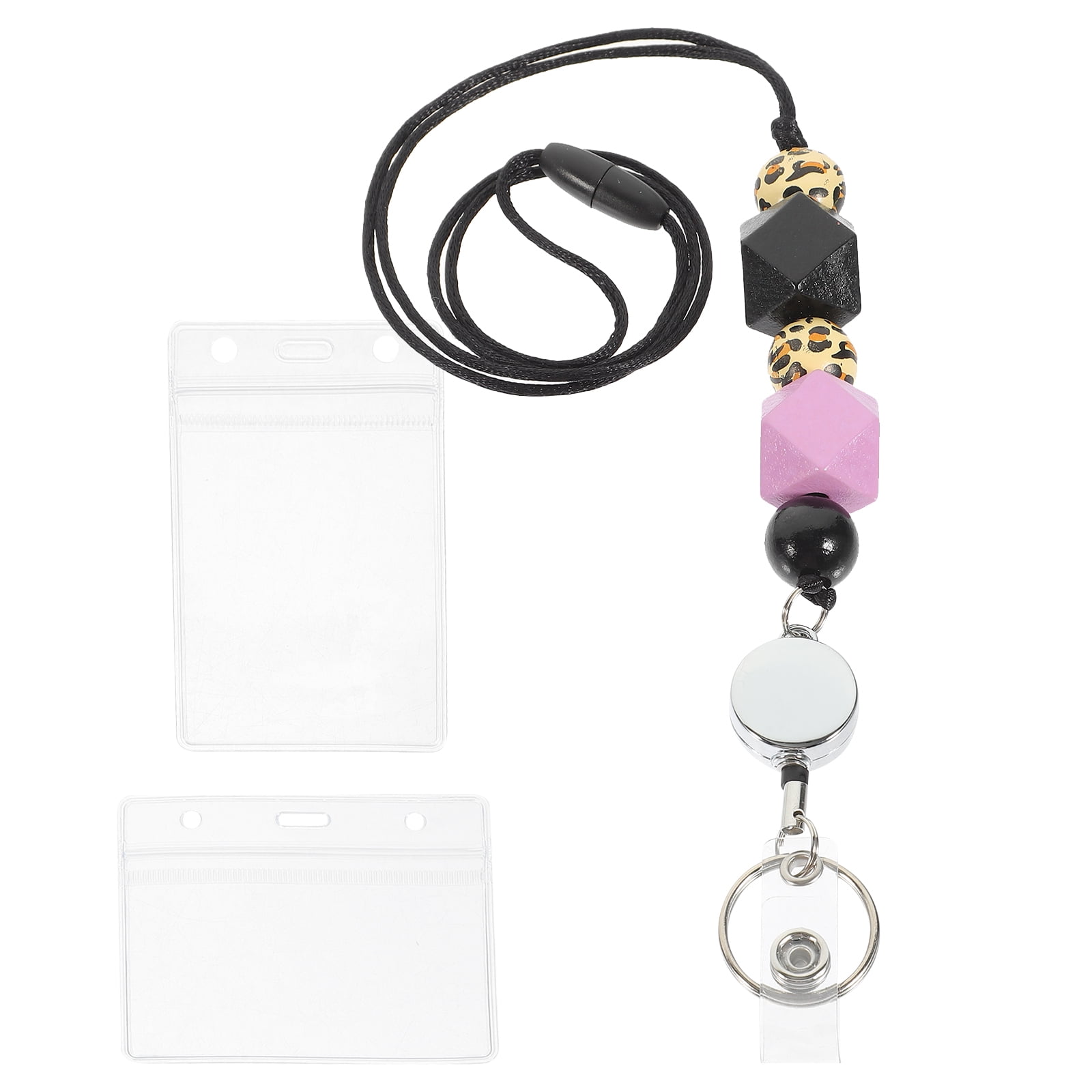 ID Card Holder Lanyard Badge Sleeve Transparent Cards Covers Necklace ...