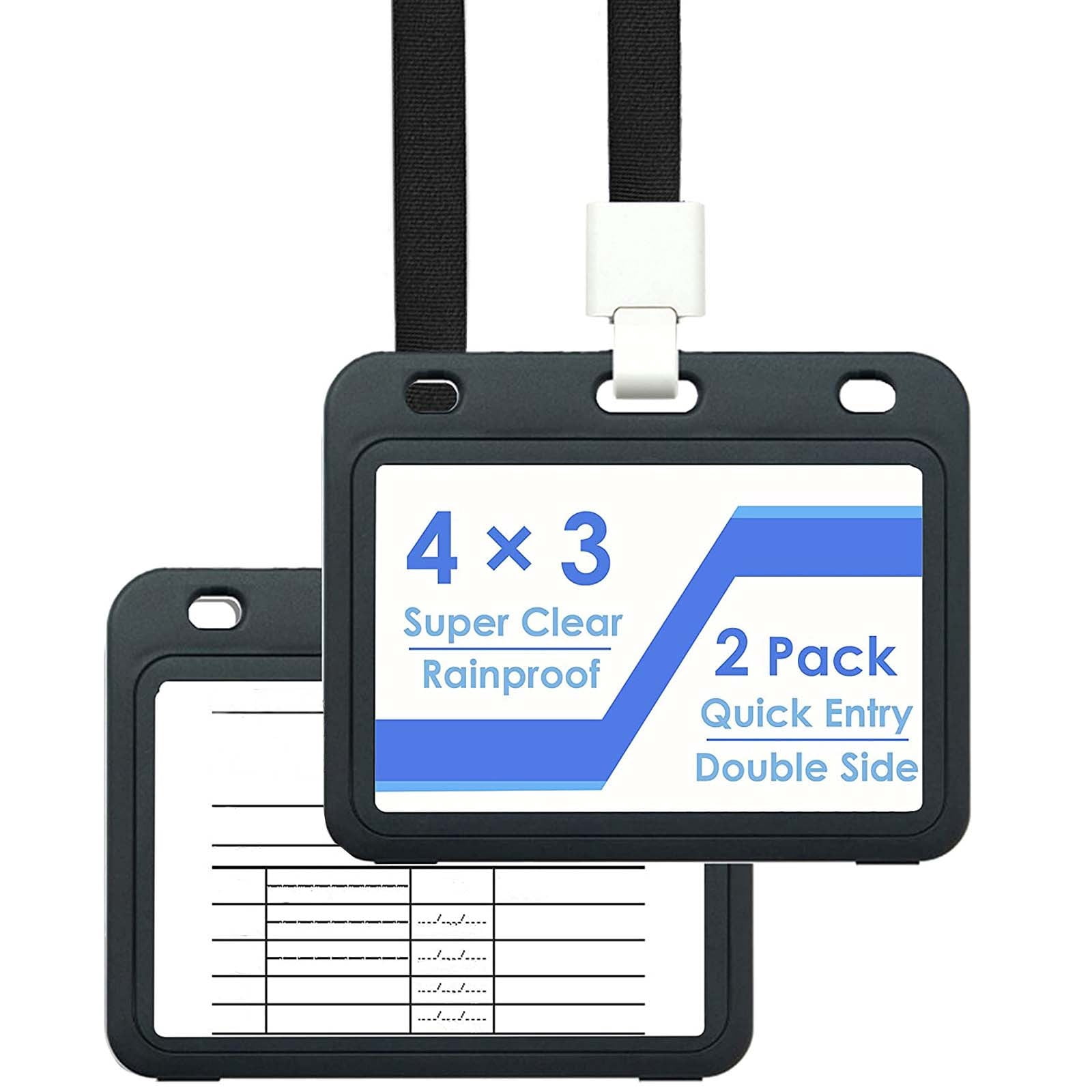 ID Card Holder, Plastic Transparent Waterproof Badge Sleeve for Office ...
