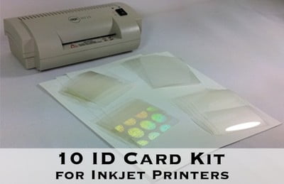 ID Card Kit for Inkjet - Makes 10 PVC-Like ID Cards - Includes ...
