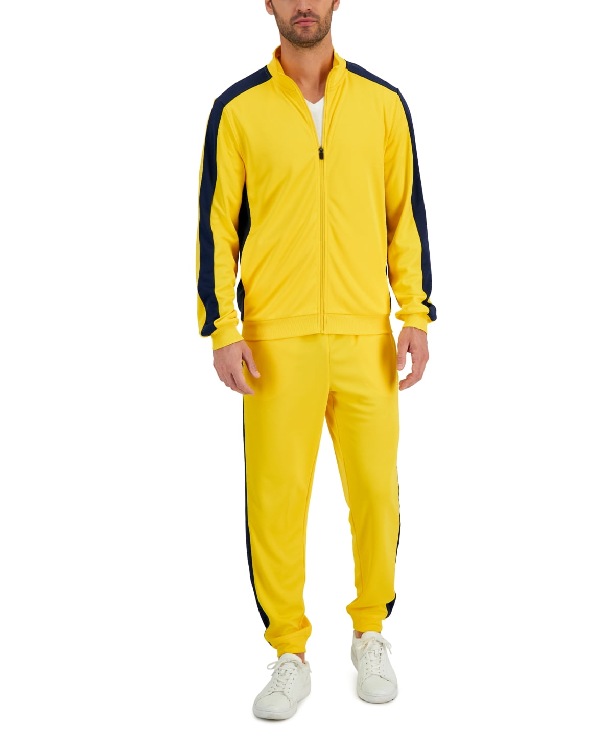 ID Ideology Men's Regular fit Lemon/Navy Knit Track Jacket XXL ...