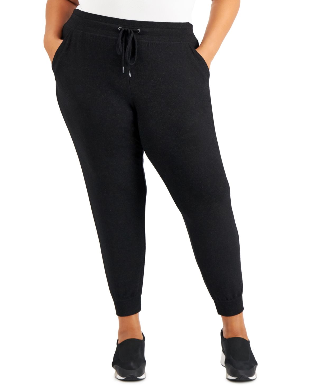 ID Ideology Women's Drawstring Knit Joggers Black Size 2X - Walmart.com