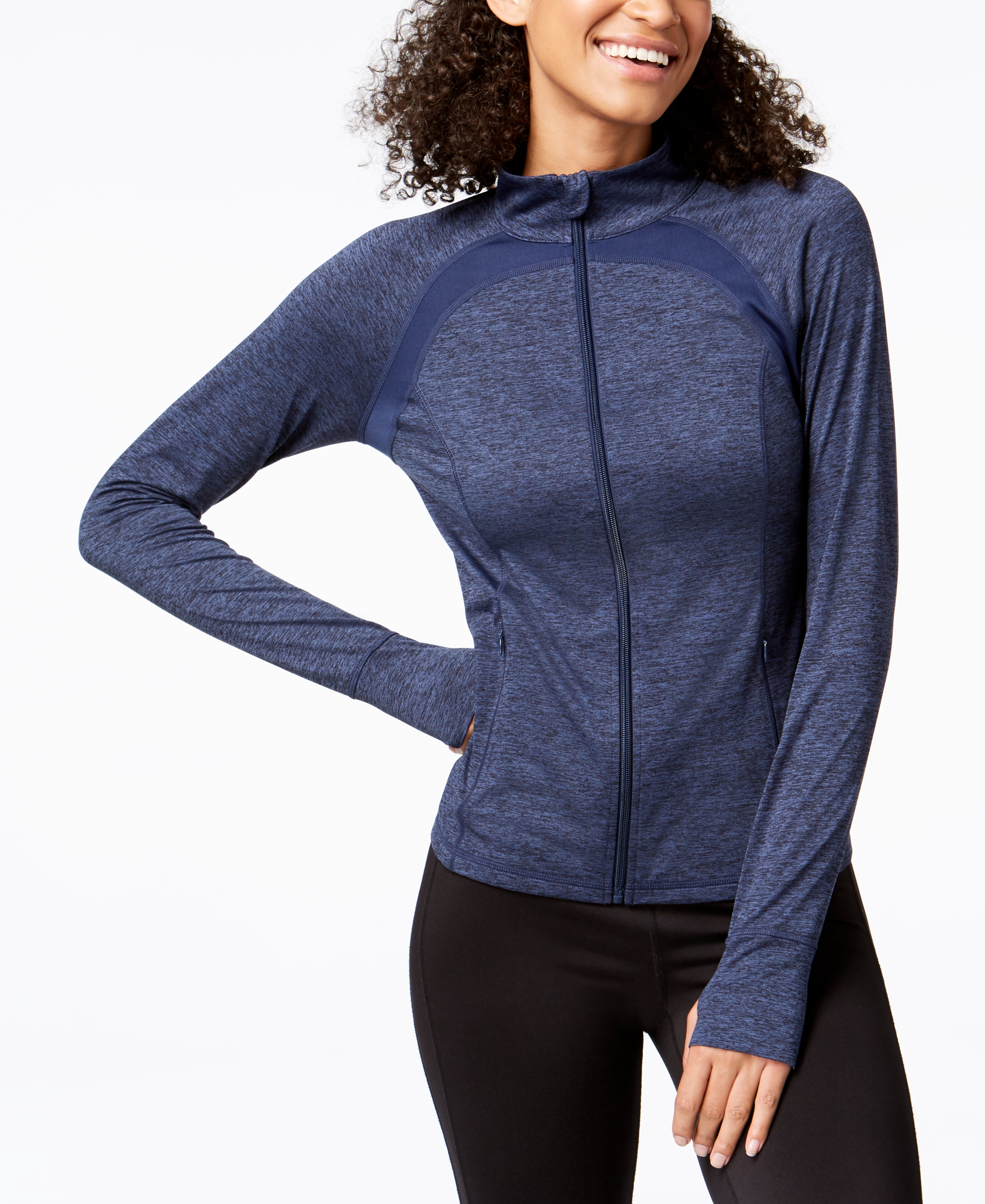 ID Ideology Womens Essentials Performance Zip Jacket Navy Serenity 2X ...