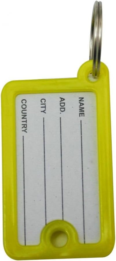 ID Key Tags with Double Faced Label Window Ring Color Yellow Pack of 30 ...