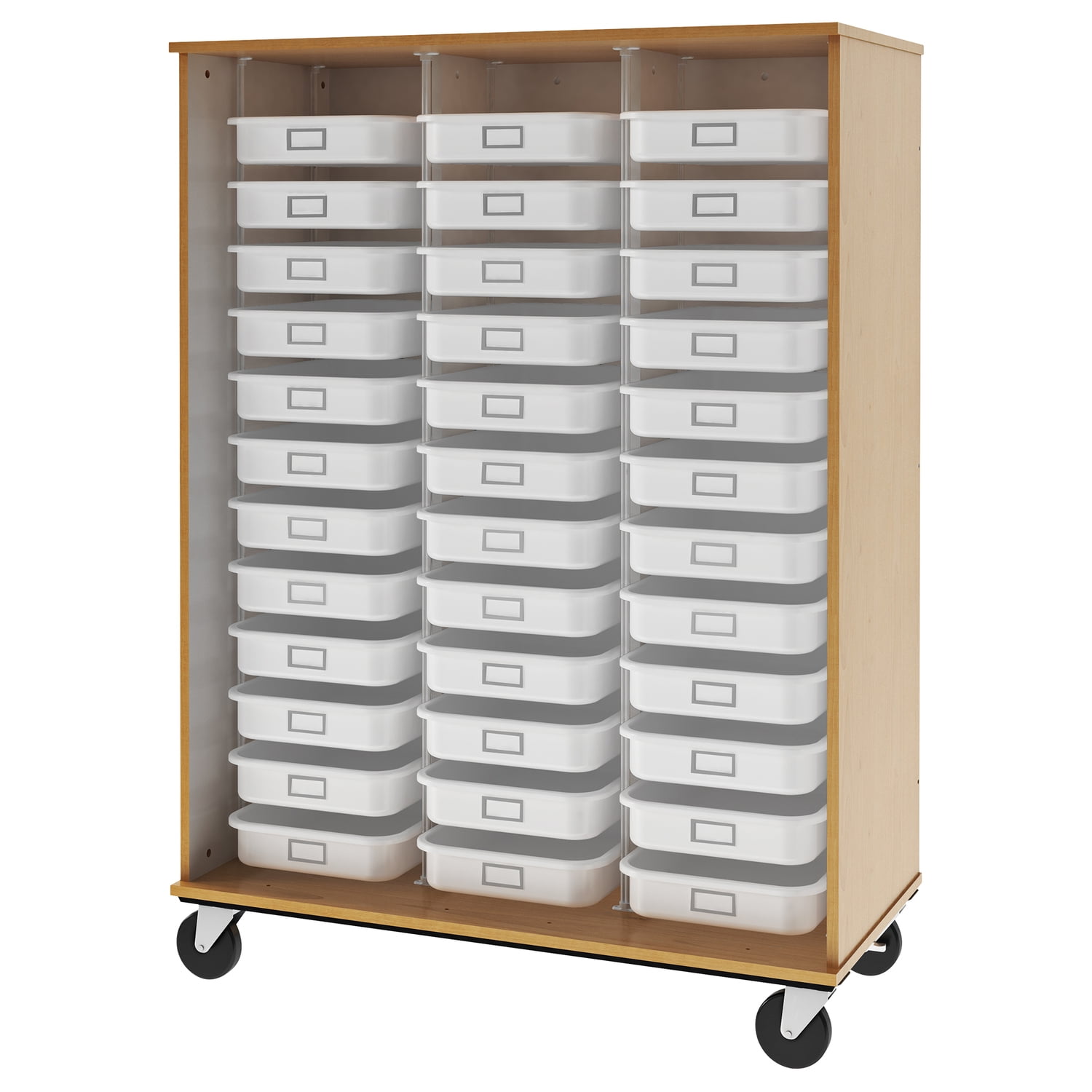 ID Systems 67" Tall Mobile Storage Cart with 36 (3-1/2") Trays-14 1/4"W ...