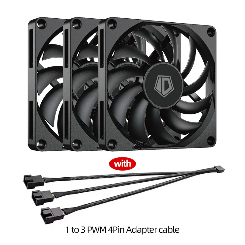 ID-cooling 80mm PWM 800-3000rpm mini ITX black pc case fan ultra-thin ...