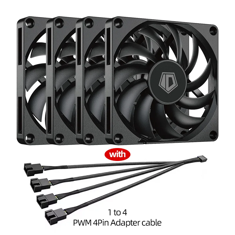 ID-cooling 80mm PWM 800-3000rpm mini ITX black pc case fan ultra-thin ...