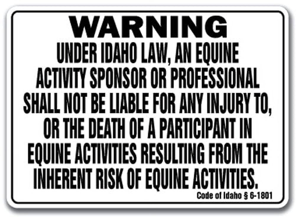 Equine Liability Sign, Statute Horse Barn Stable Farm Sign, 10x14 ...