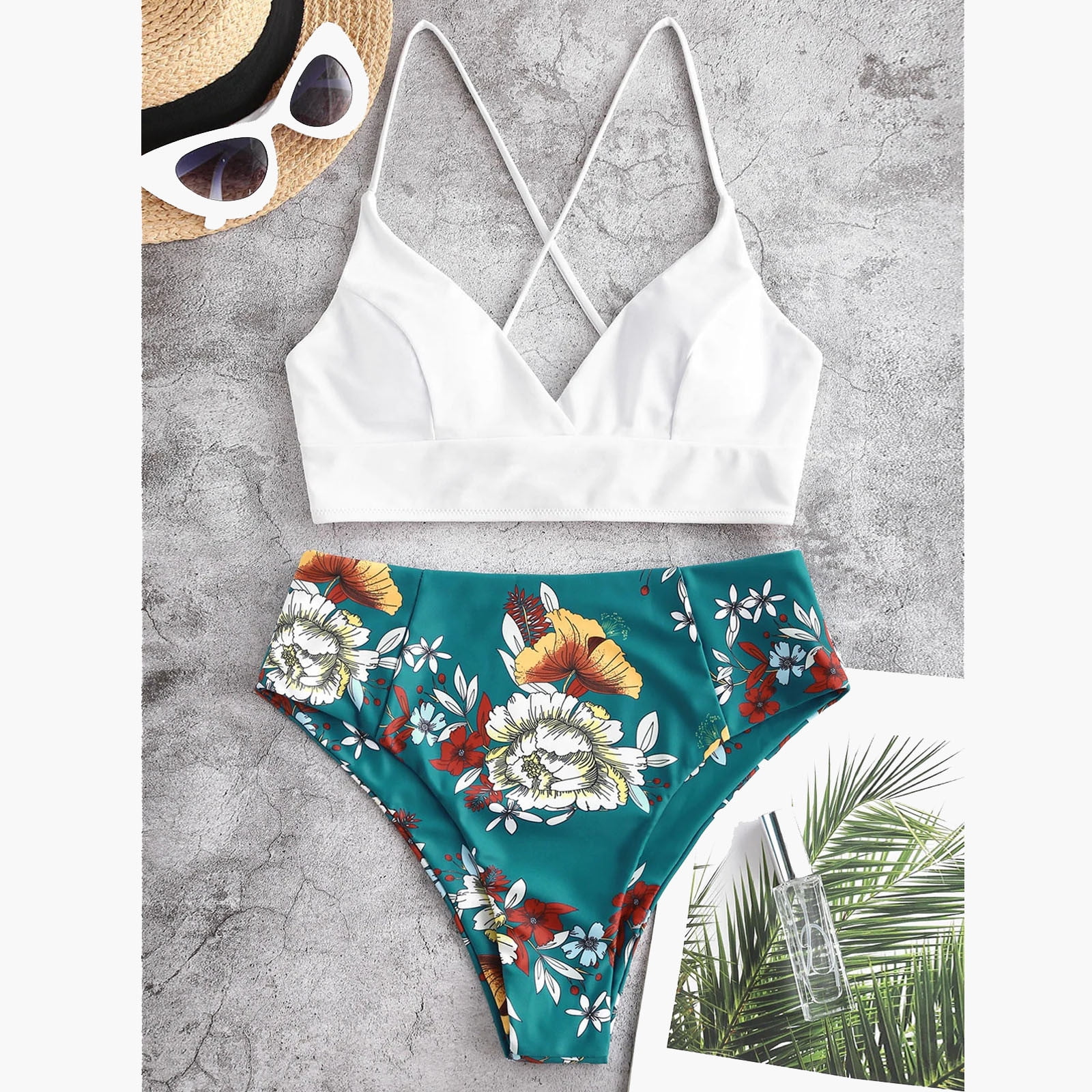 Idall Bikini Sets Bathing Suit Women Two Piece Flower Print Split Sets