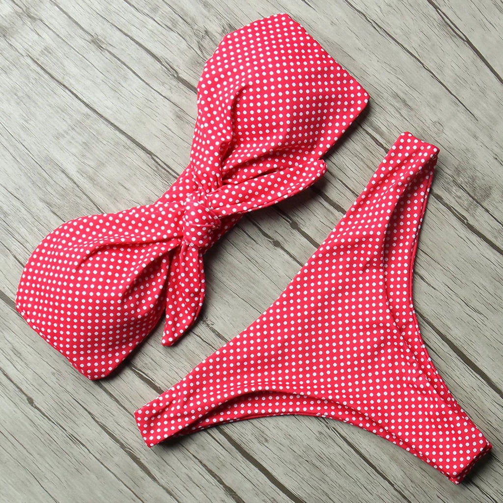 Idall Bikini Sets Bathing Suit Womens Sexy Print Bow Tie High Cut
