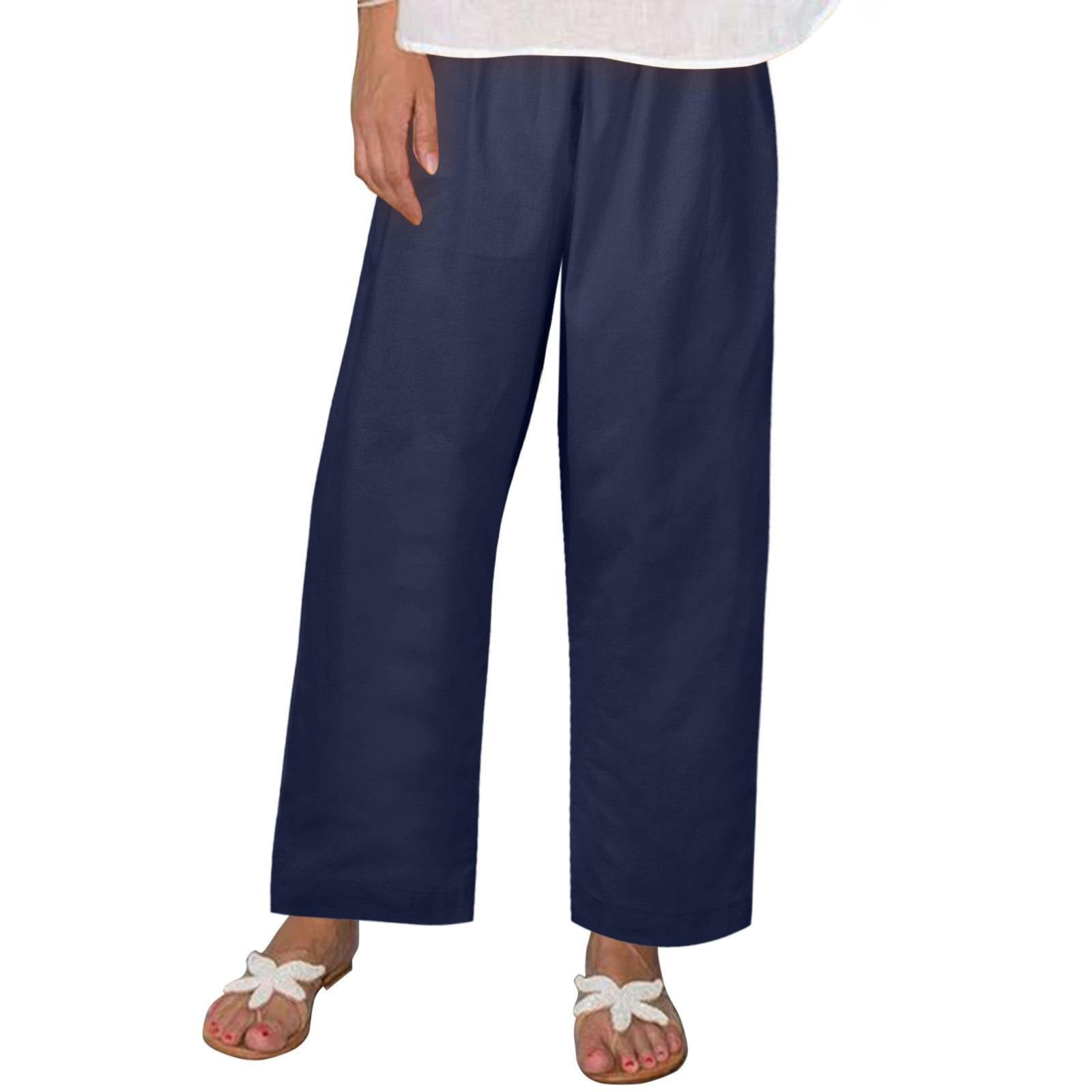IDALL Cotton Linen Pants for Women Ombre Drawstring Waist Lightweight ...