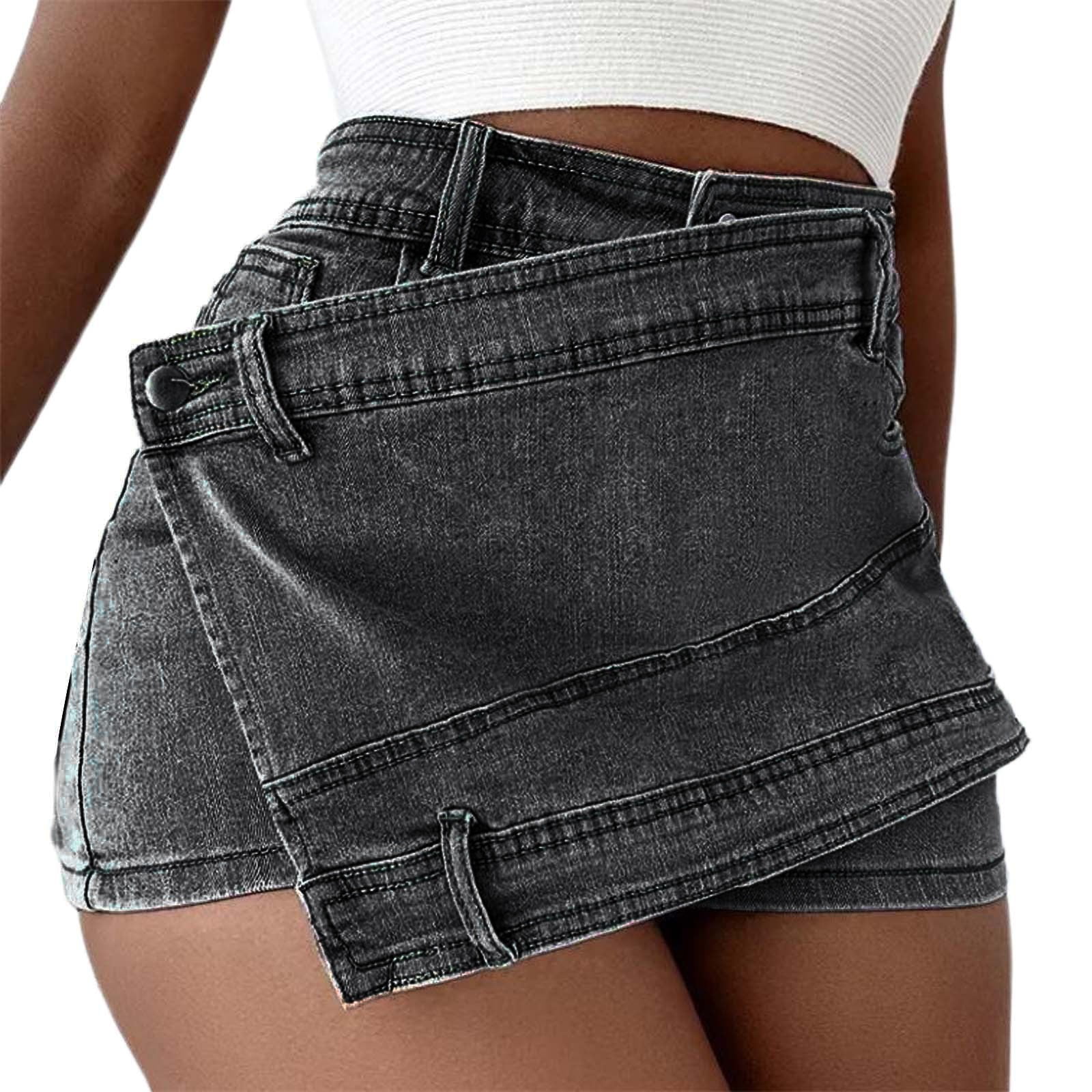 IDALL Denim Skort Skirts for Women Skort Juniors Jean Shorts Stretchy ...