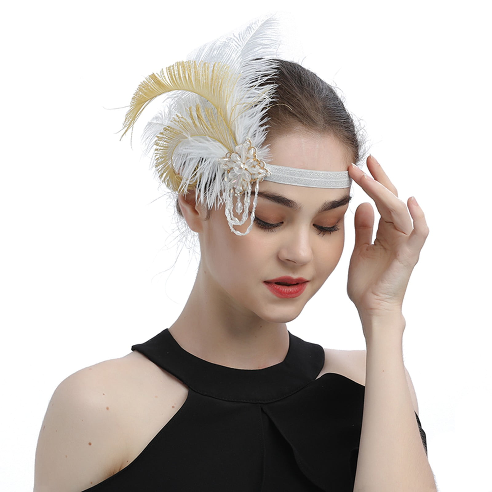 IDALL Fascinators Hats Tea Party Hats 1920s Flapper Headband Black ...