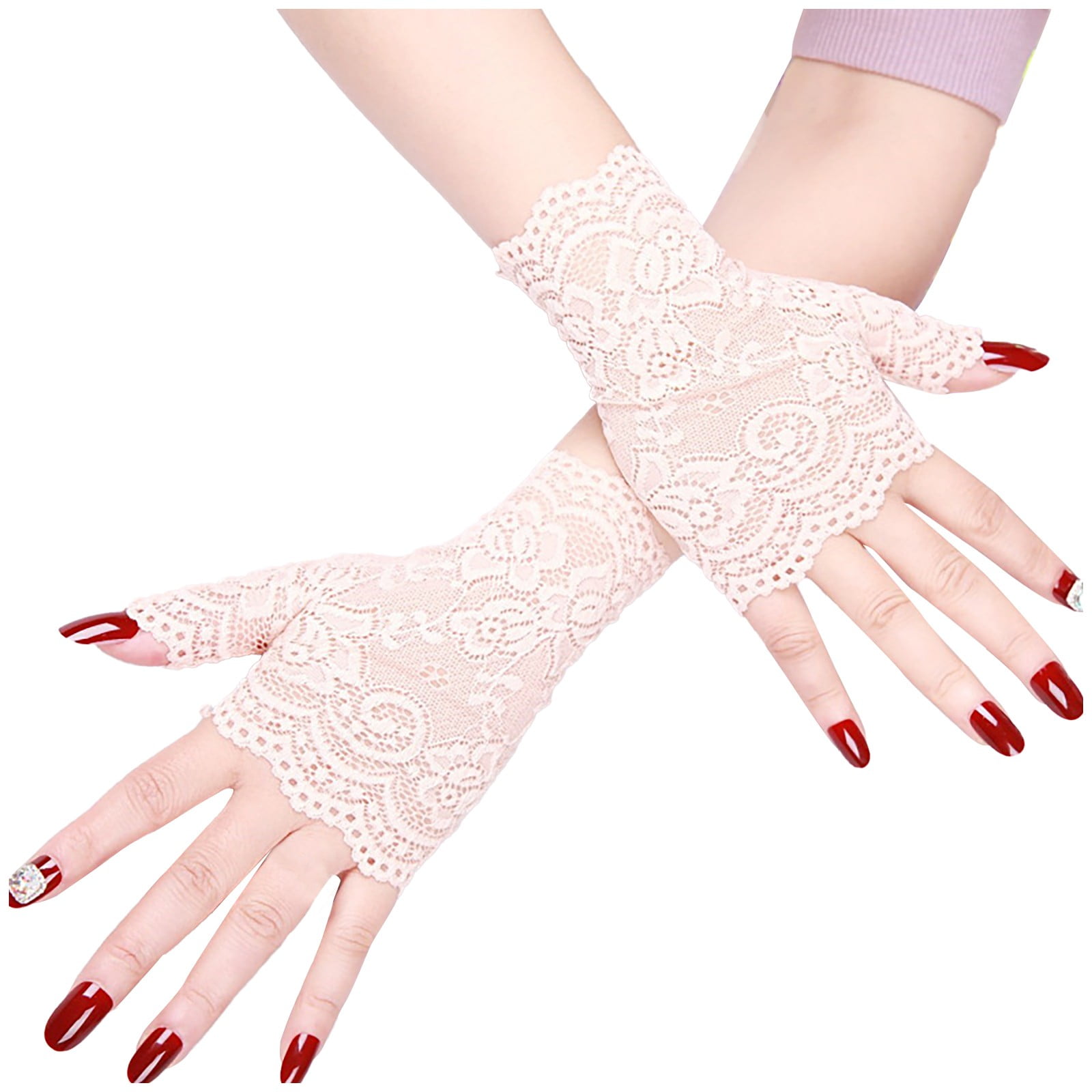 IDALL Gloves for Cold Weather,Fingerless Gloves Women Short Lace Gloves ...