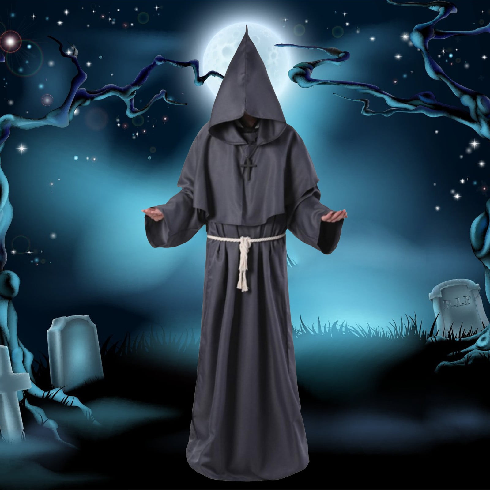 IDALL Gothic Clothes for Women Hoodie Robe Medieval Gothic Monk Costume ...