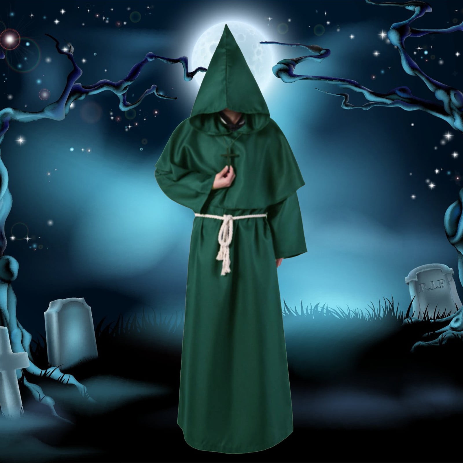 IDALL Gothic Clothes for Women Hoodie Robe Medieval Gothic Monk Costume ...