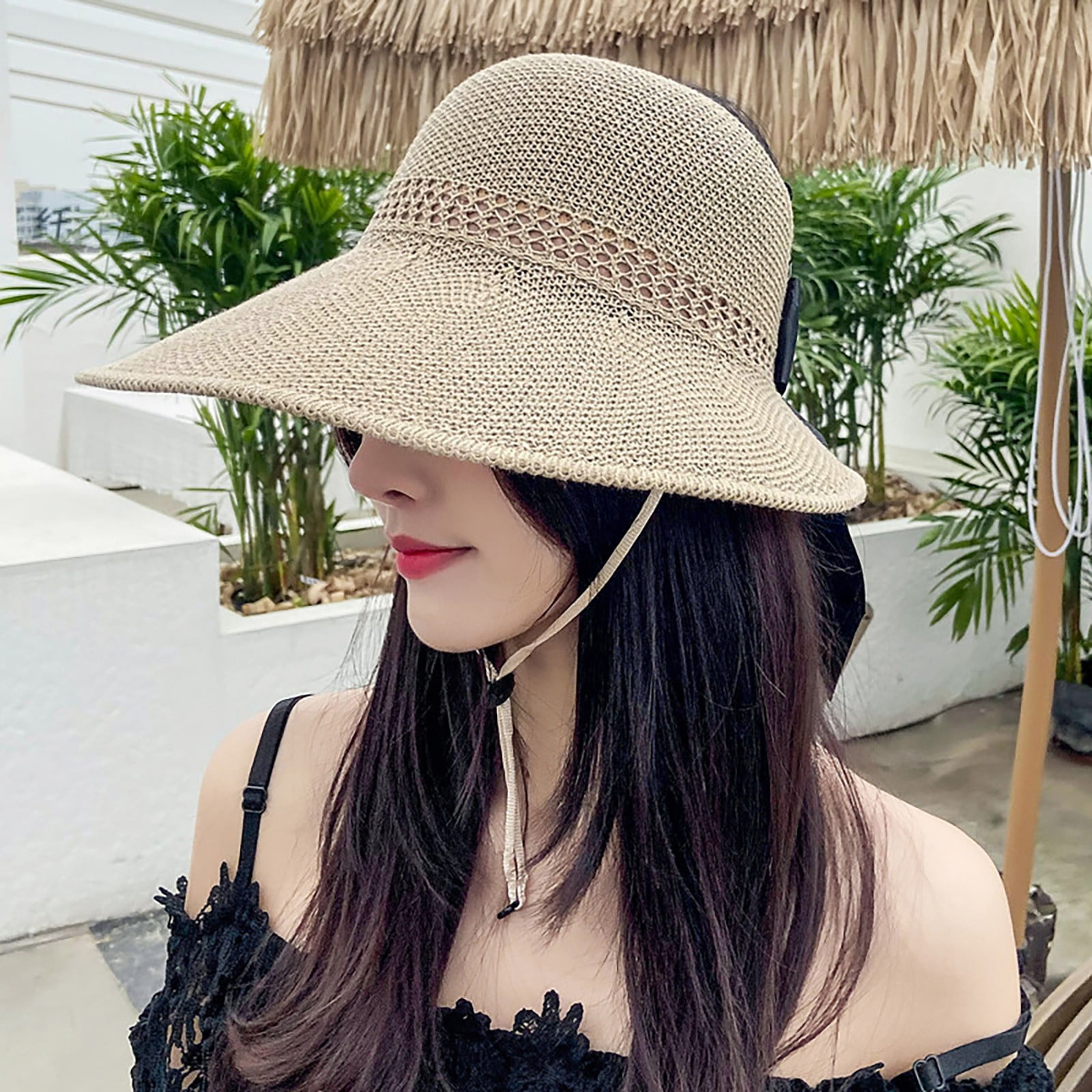IDALL Hats for Women,Beach Hats Wave Brimmed Empty Top Hat For Female ...