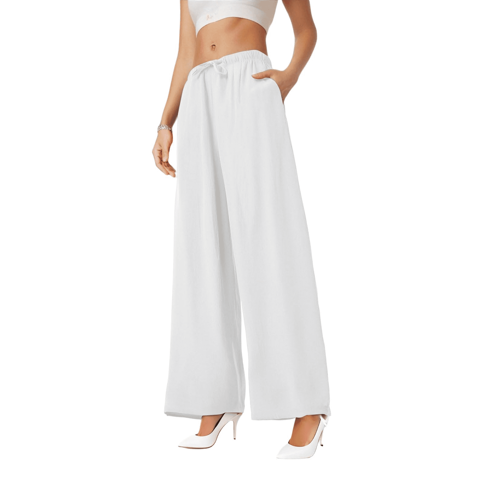IDALL Linen Pants Women Wide Leg Pants Woman Baggy Pants Lounge Pants ...
