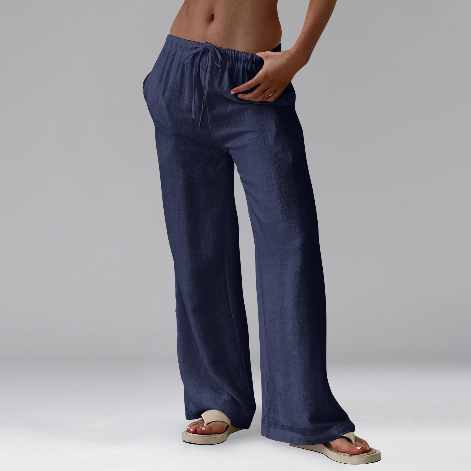 IDALL Linen Pants Women Wide Leg Pants Woman Women Linen Summer Palazzo ...
