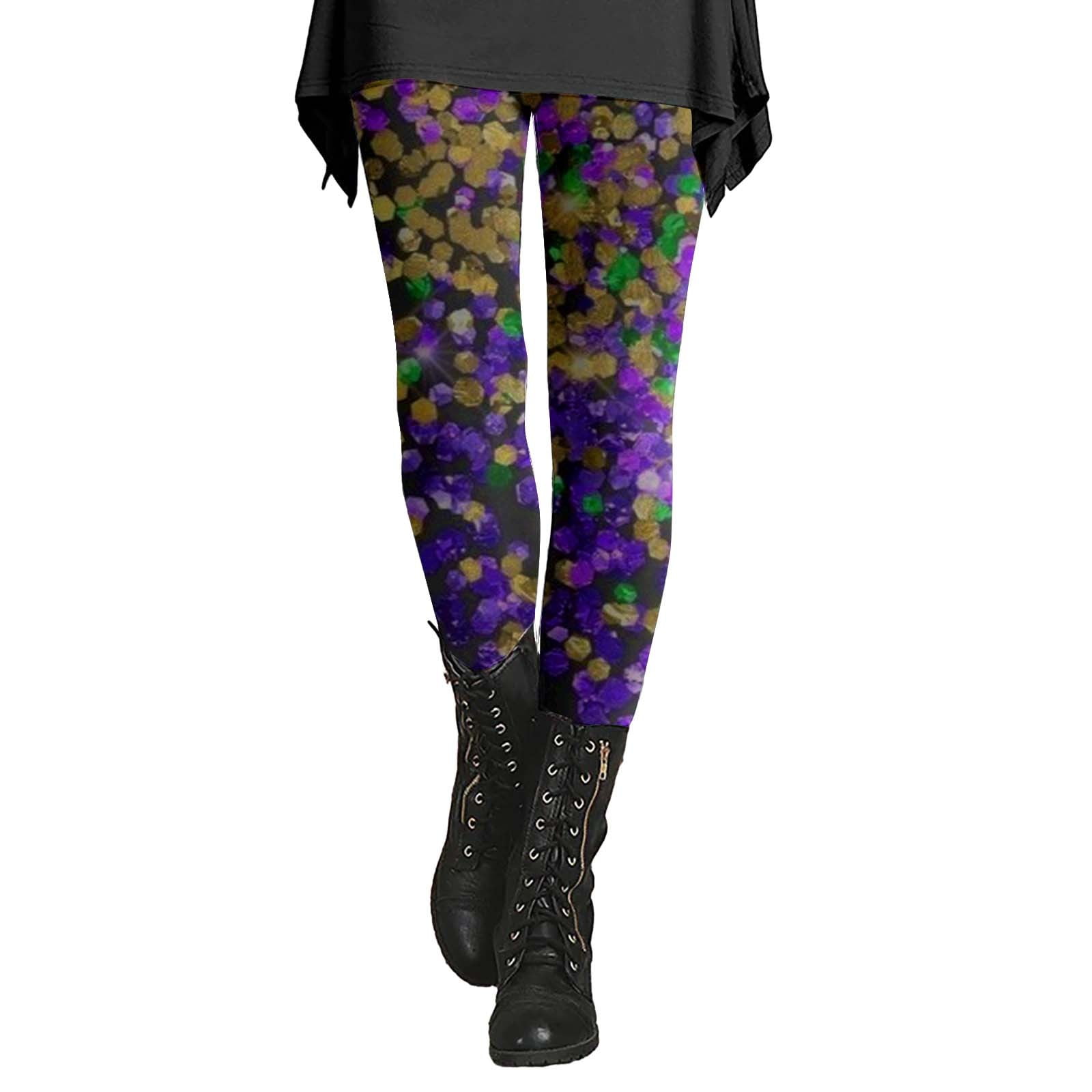 IDALL Mardi Gras Leggins Butt Lift Leggings Mardi Gras Pants for Women ...