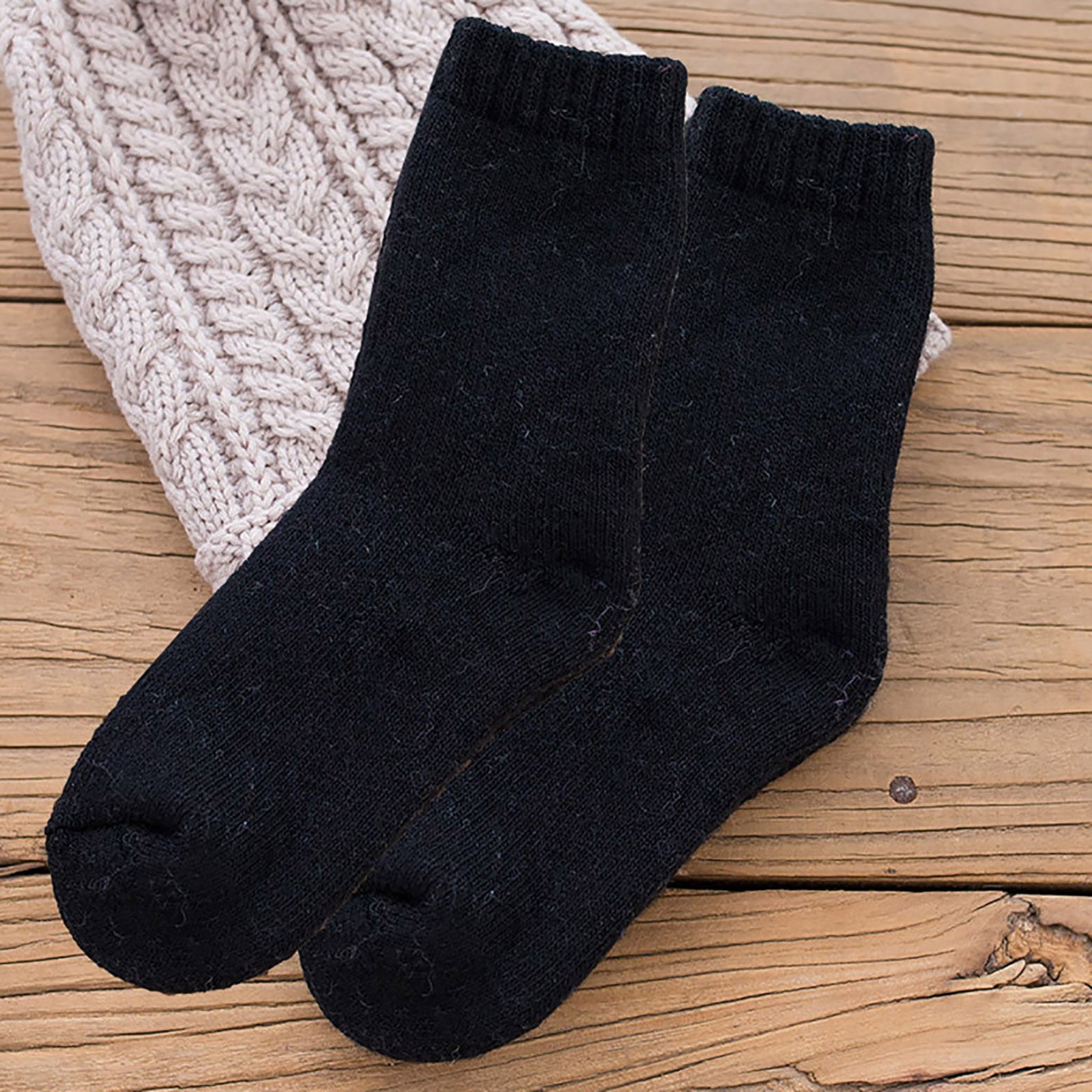 IDALL Mens Socks,Wool Socks Autumn And Winter Heavy Wool Socks Solid ...