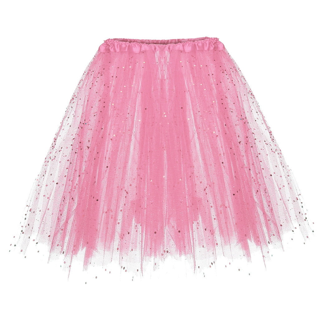 IDALL Mini Skirt,Pleated Skirts Womens Paillette Elastic 3 Layered ...