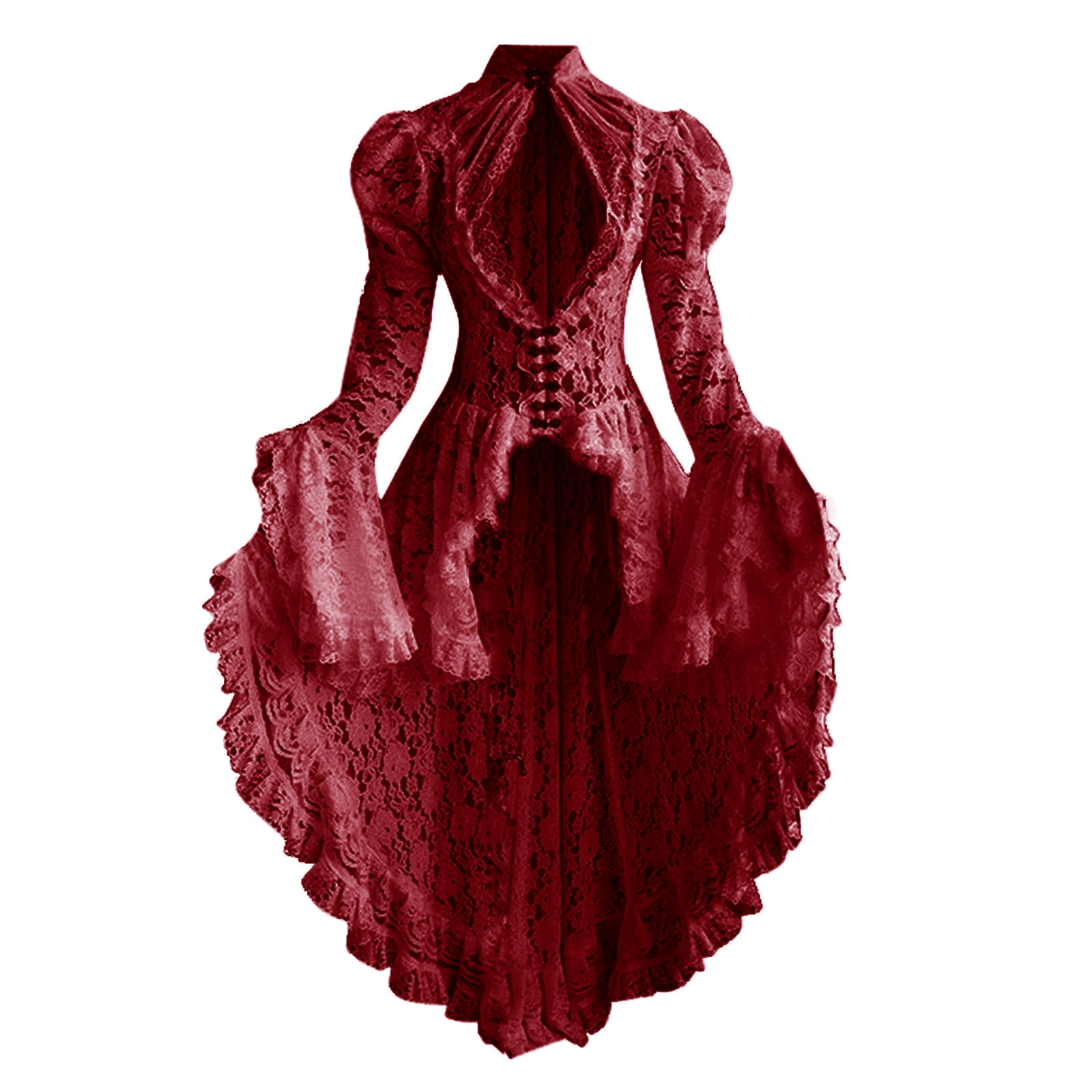 IDALL Renaissance Costume Women Maxi Dress Formal Dress Lace Patchwork ...