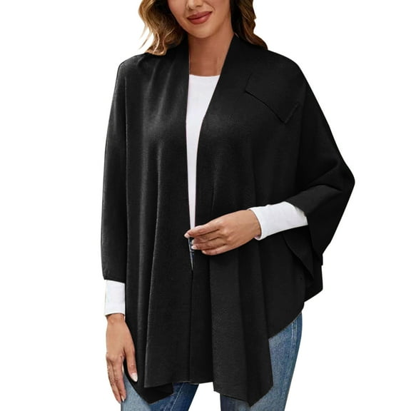 Shawl Wraps For Women Winter Large Front Poncho Sweater Wrap Topper ...