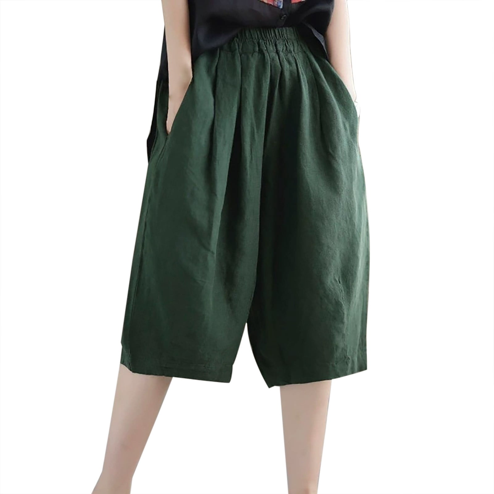 IDALL Shorts for Women Linen Shorts Ladies' Casual And Artistic Cotton ...