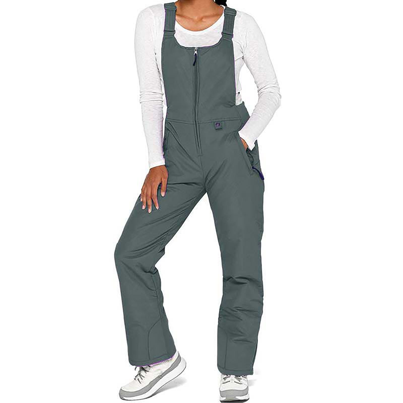 IDALL Ski Pants Women Cargo Pants Women's Insulated Ski Bib Overalls ...