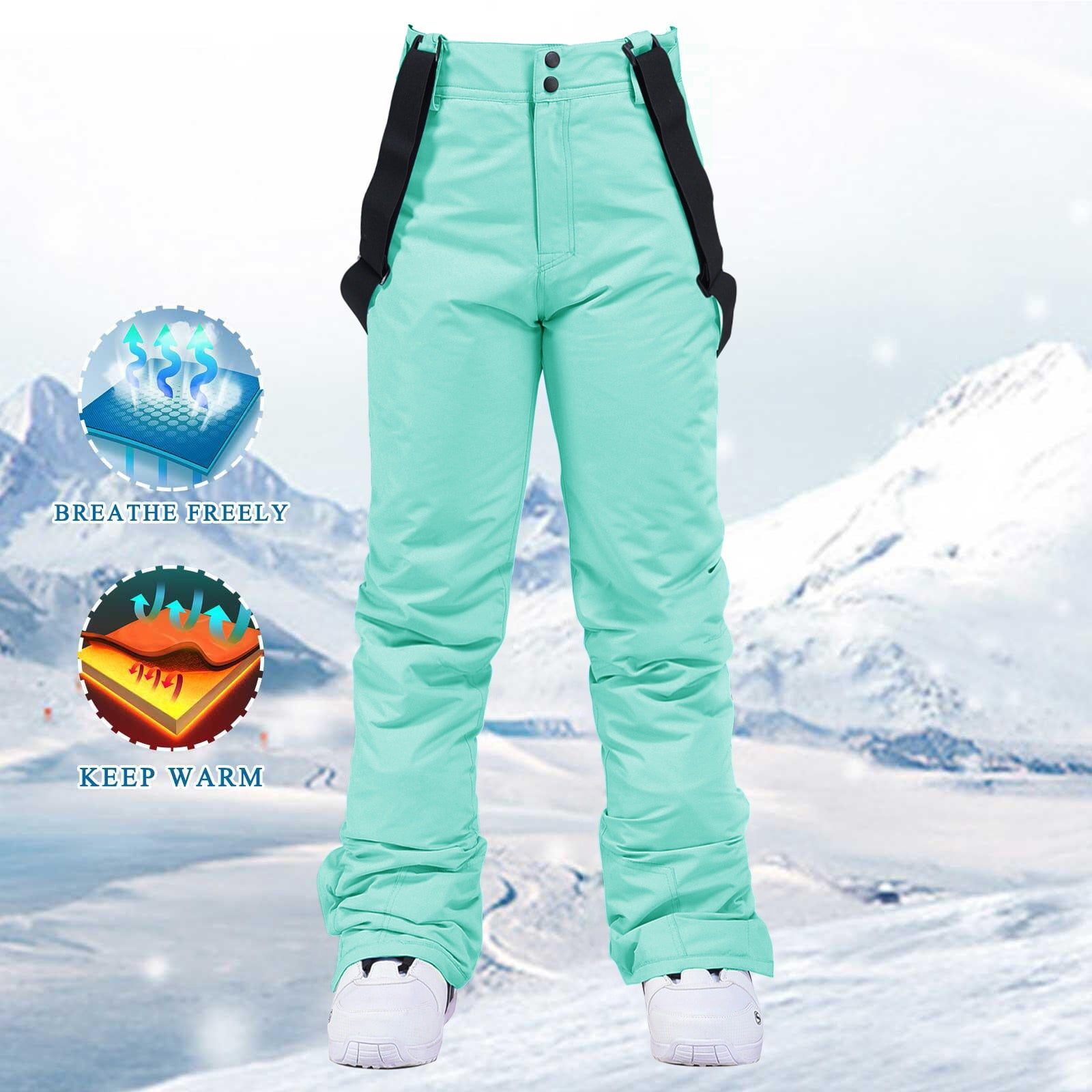 IDALL Ski Pants Women Sweatpants Women Women's Insulated Bib Overalls ...