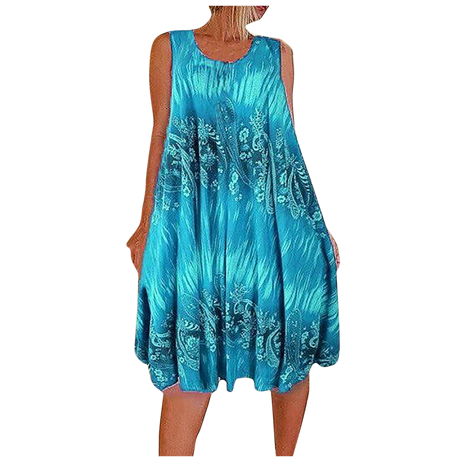 Idall Summer Dresses Boho Dresses Womens Sleeveless Bohemian Tie Dye