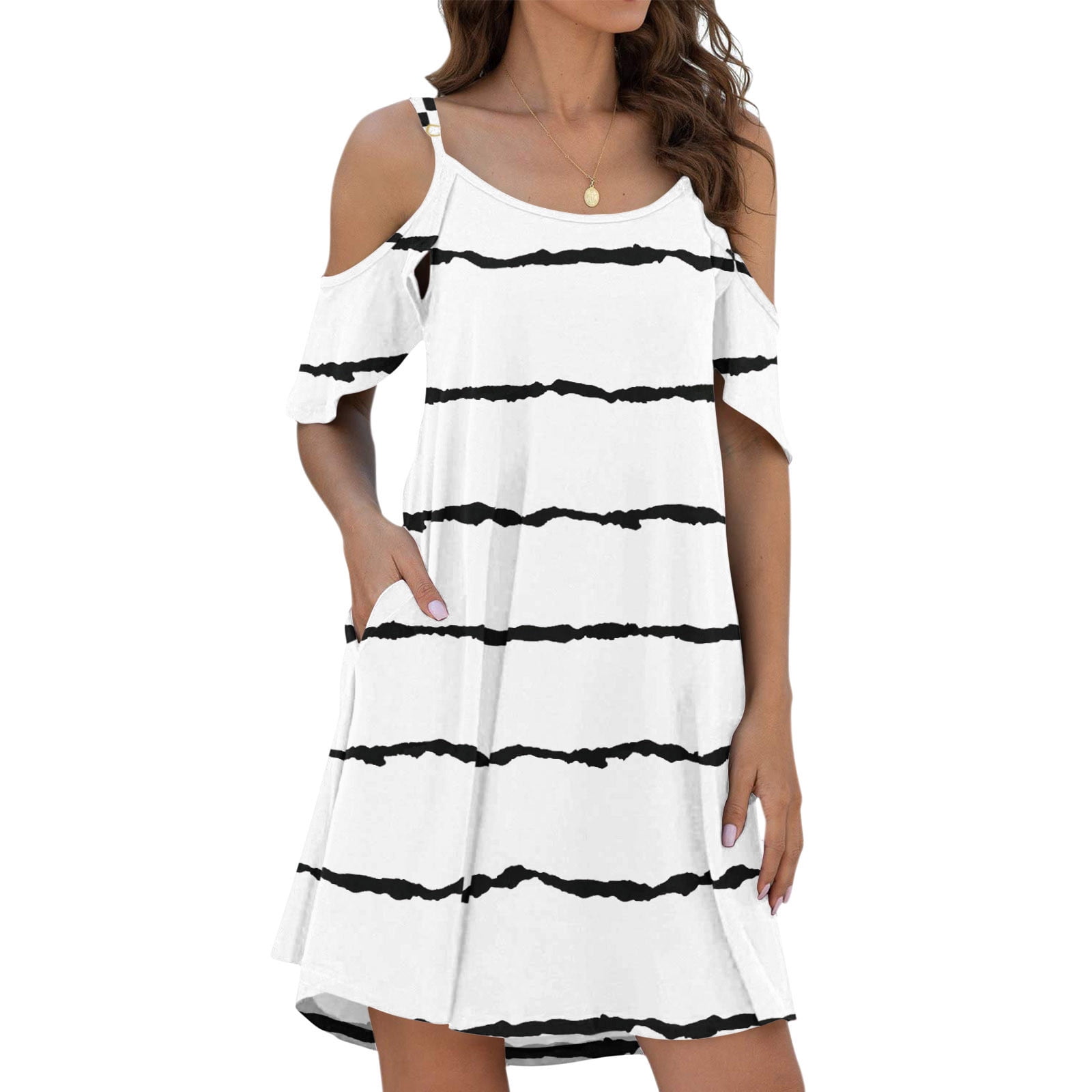 Idall Summer Dressescasual Dresses Women Summer Casual Spaghetti Strap Sundress Dress Cold