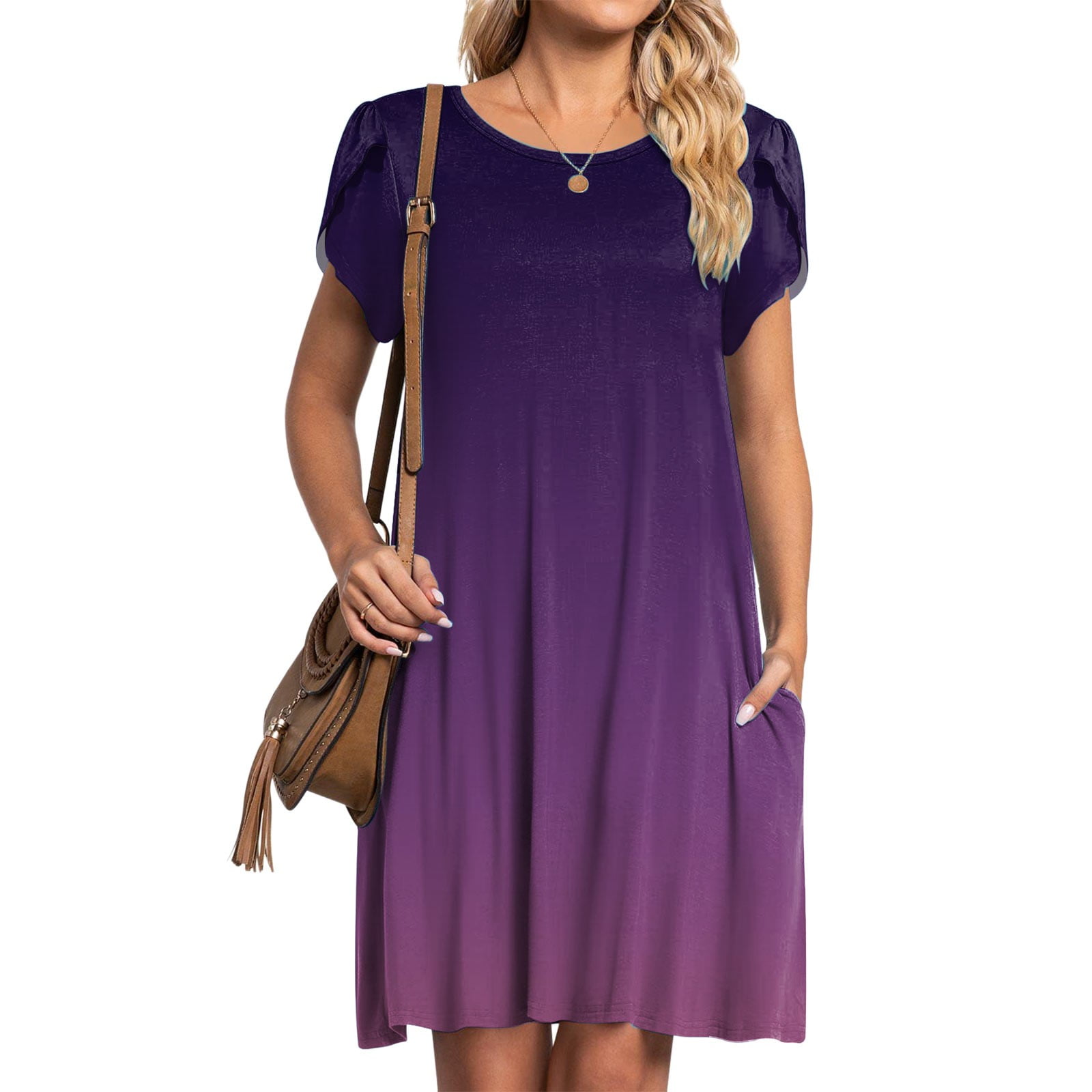 IDALL Summer Dresses,Casual Dresses Womens Petal Sleeve Dresses Casual ...