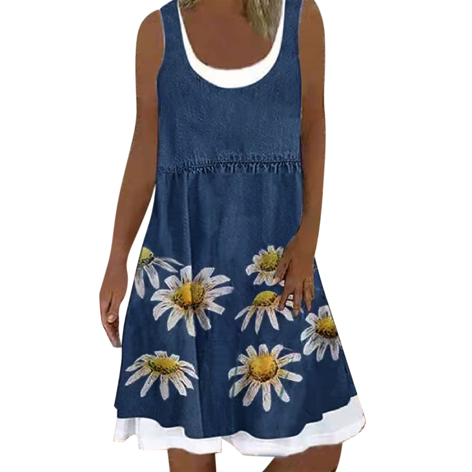 IDALL Summer Dresses,Denim Dress Ladies Summer Sleeveless U Neck A Line ...