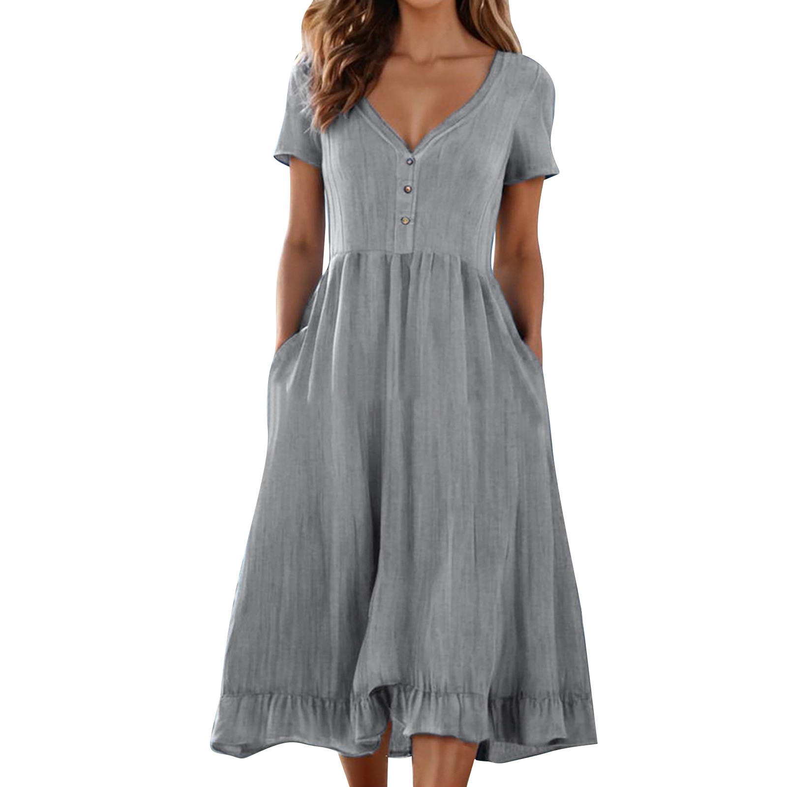 IDALL Summer Dresses,Flowy Dresses Women'S Spring/Summer Solid Color ...