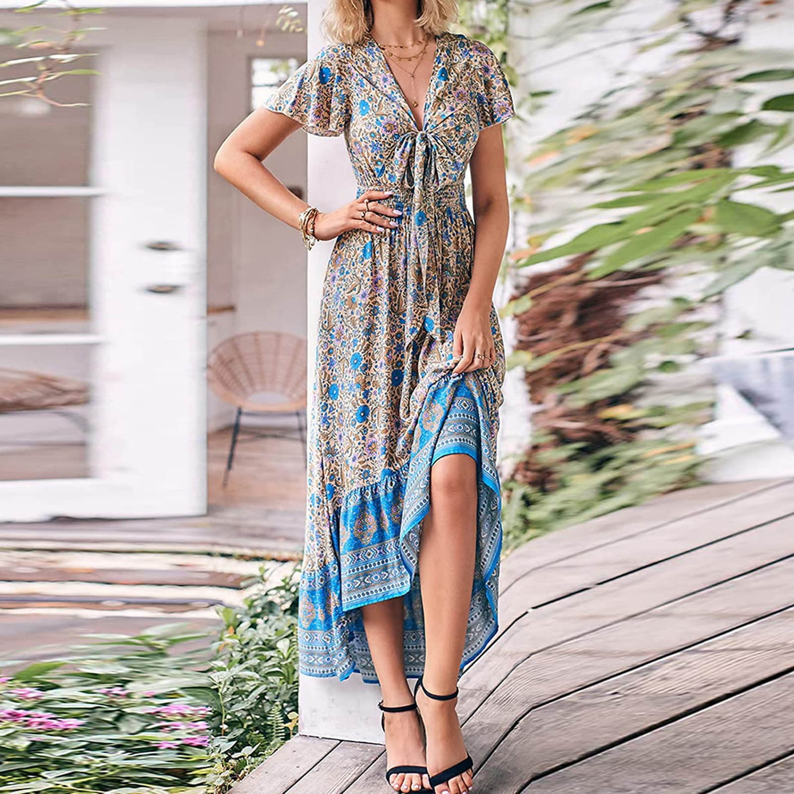 Idall Summer Dresses Maxi Dresses Women Fashion Clothes Floral Print