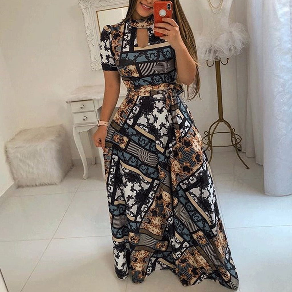 IDALL Summer Dresses,Maxi Dresses Women Floral Dress Ladies Summer ...