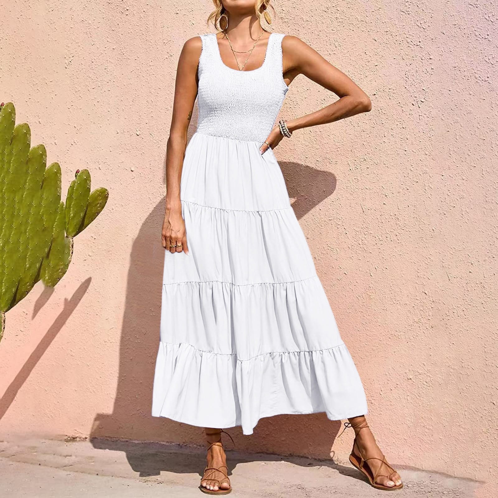 IDALL Summer Dresses,Maxi Dresses Women's Casual Loose Plain Maxi ...