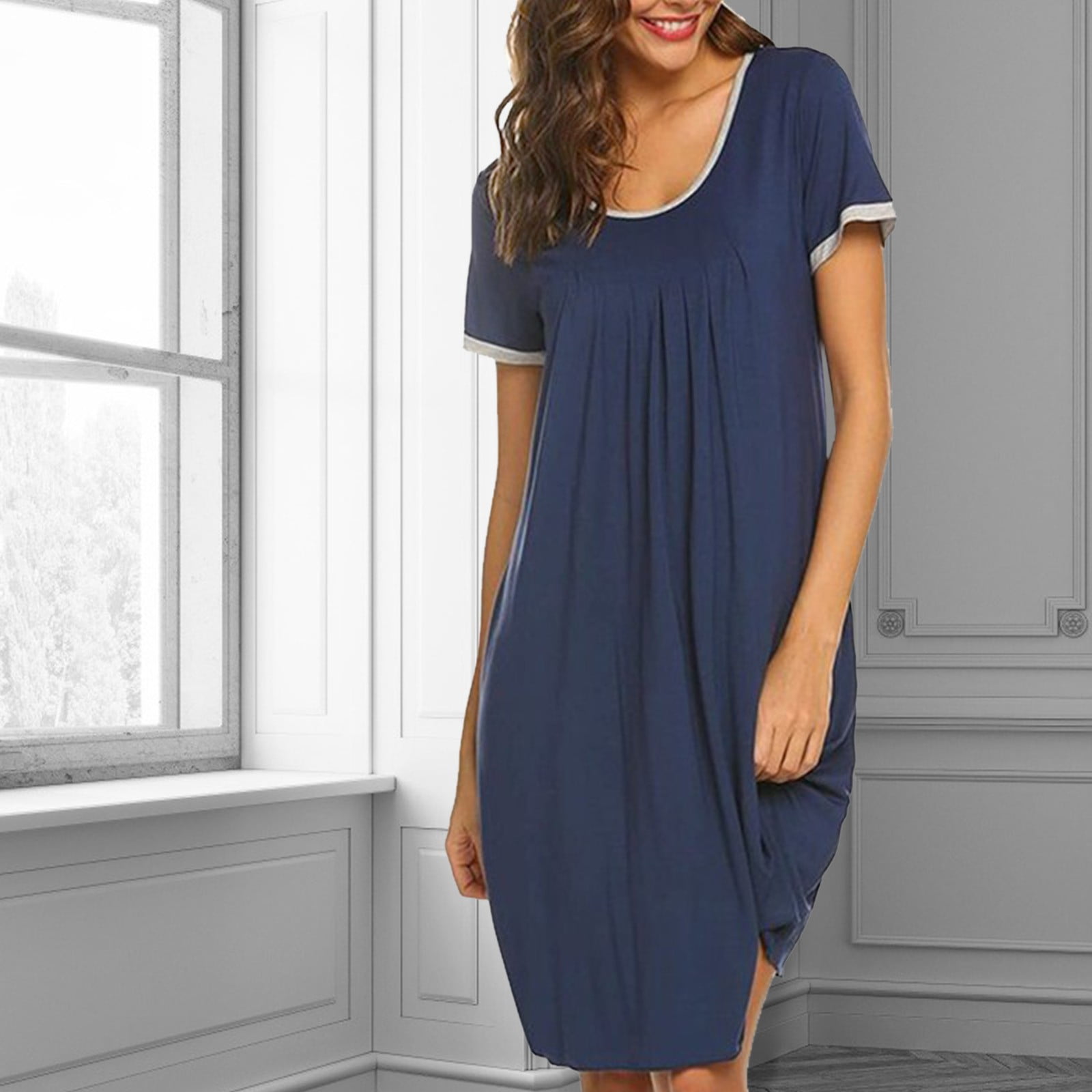 Idall Summer Dresses Maxi Dresses Womens Round Neck Neckline Color