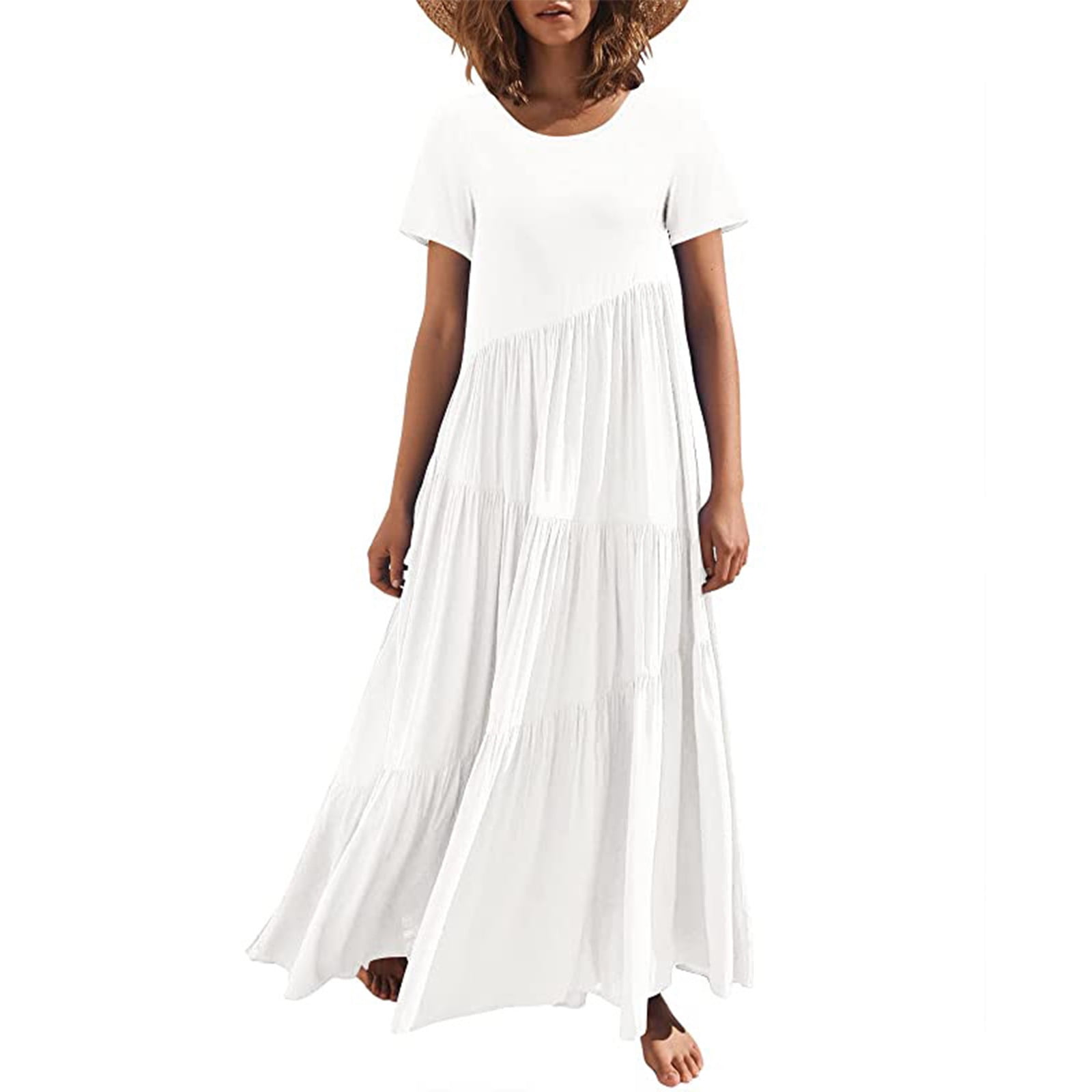 IDALL Summer Dresses,Maxi Dresses Womens Summer Floral Tiered Maxi ...