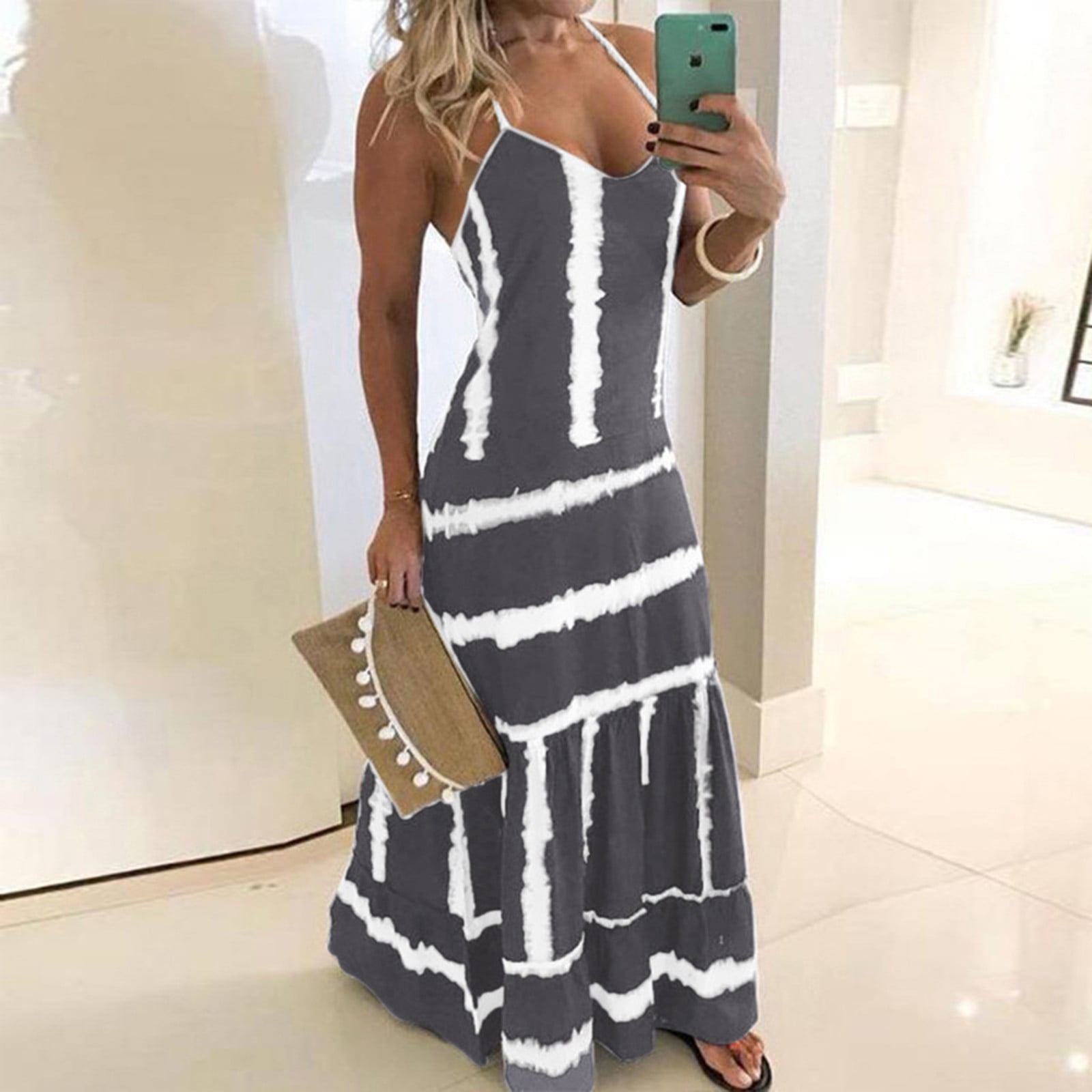 Idall Summer Dresses Maxi Dresses Womens Tie Dye Beach Pullover Maxi
